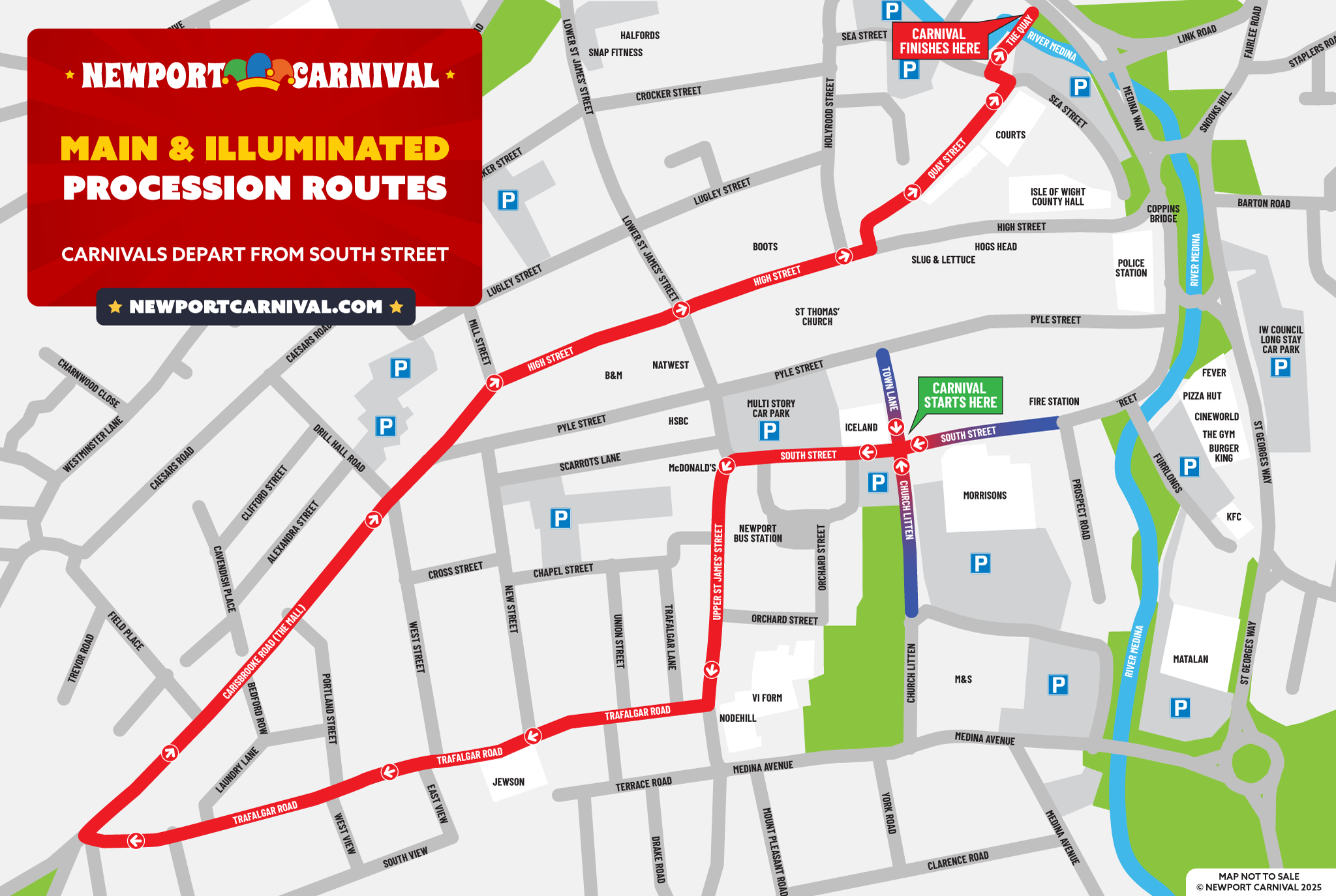Procession Route - Newport Carnival - Isle of Wight